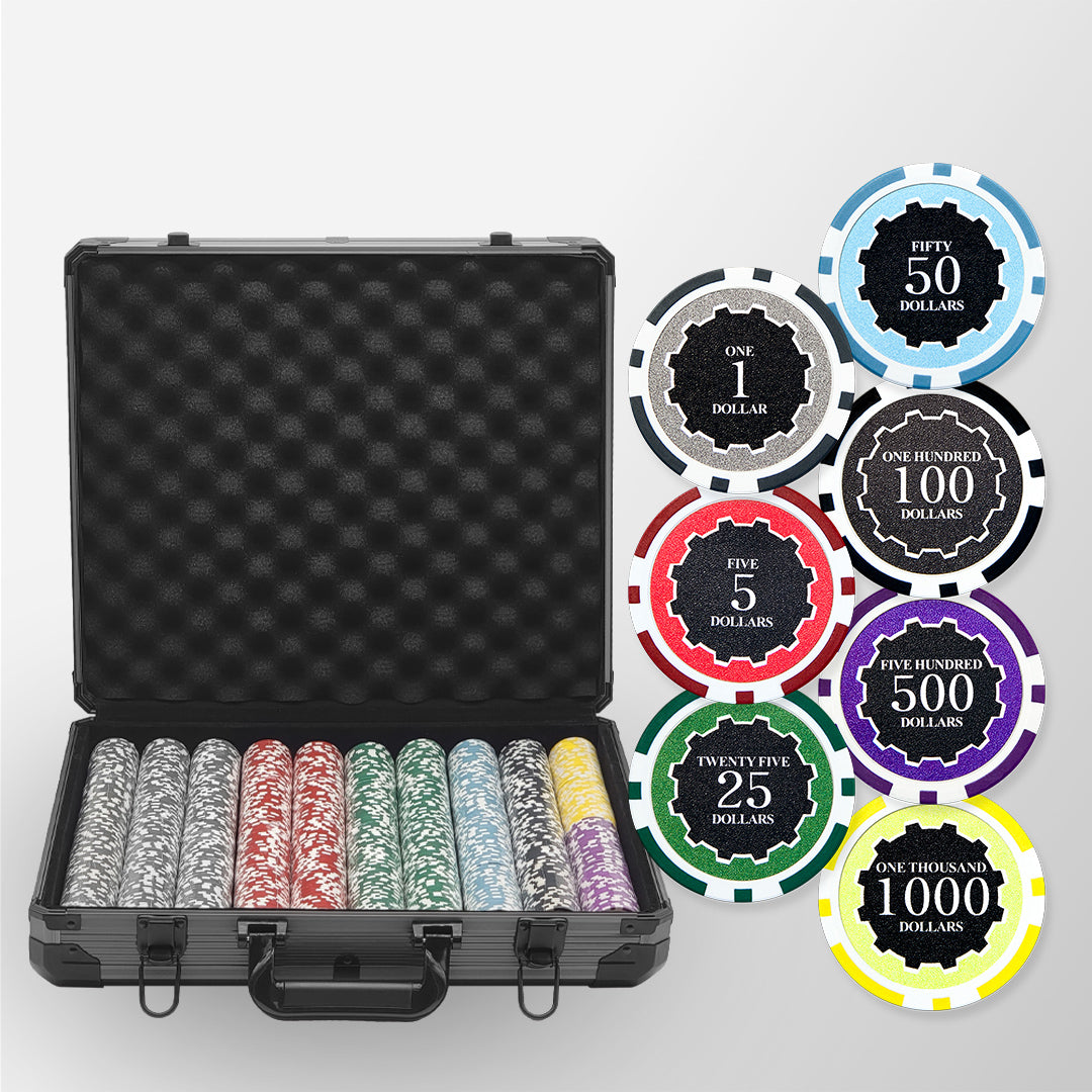 1000 Eclipse Poker Chips Set - Black Aluminum Case | MRC Poker