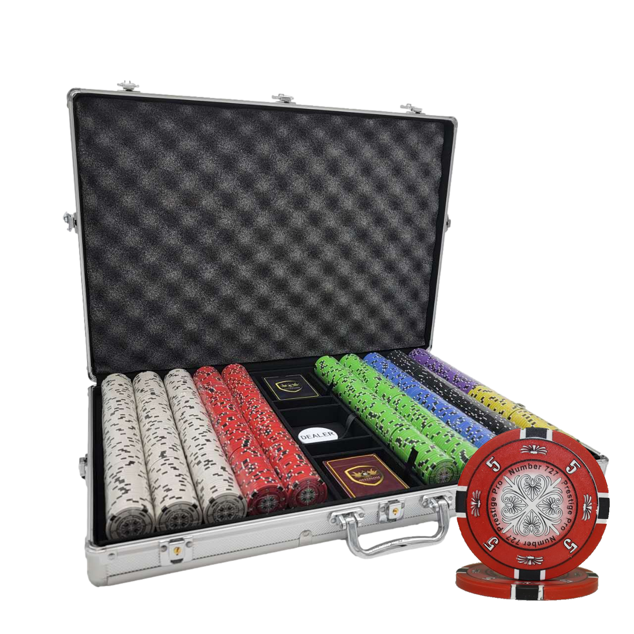 Shop 1000PCS 14G Prestige Pro Printing Poker Chips Set | Silver Alum Case