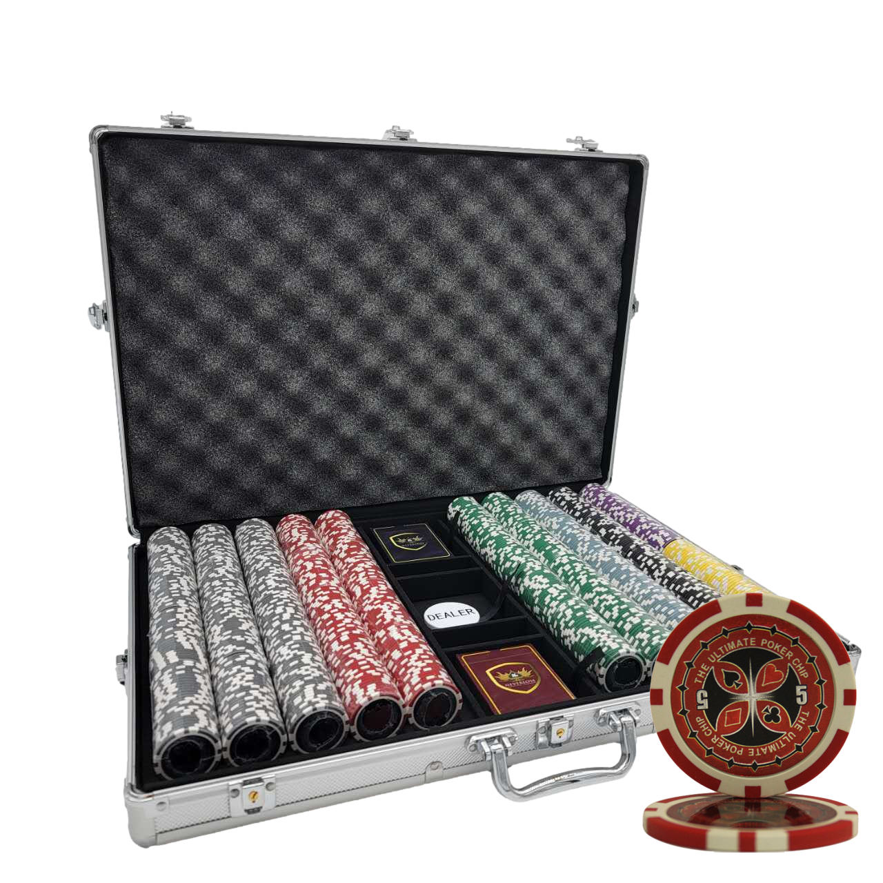 Shop 1000PCS 14G Laser Graphic Ultimate Poker Chips Set | Silver Alum Case