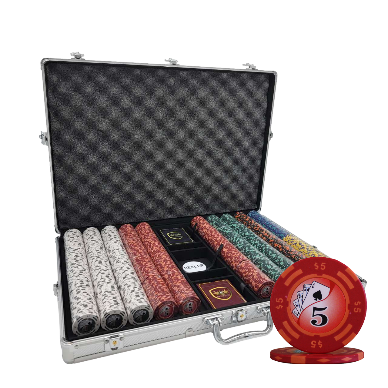 1000 Yin Yang Poker Chips Set - Silver Aluminum Case | MRC Poker