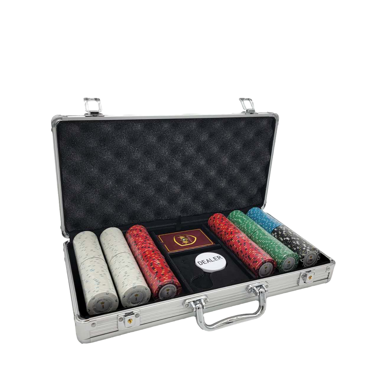 Shop 300PCS Monte Carlo Poker Room Poker Chips Set 14G | Silver Alum Case