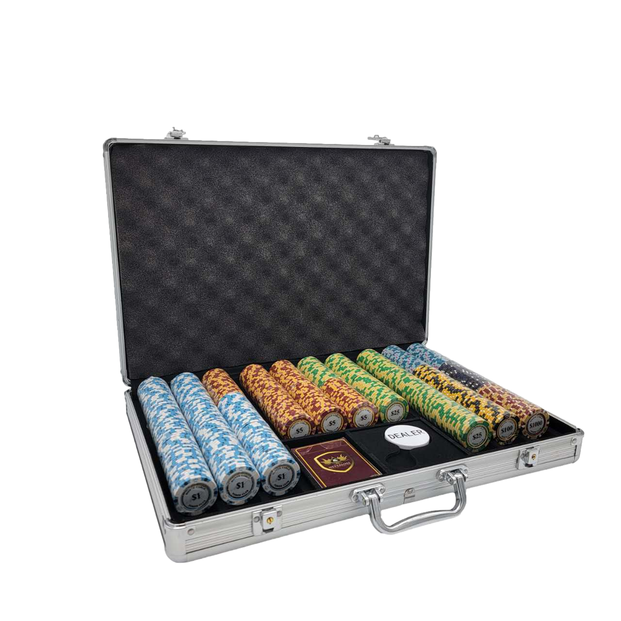 650 Monte Carlo Poker Club Poker Chips Set - Silver Aluminum Case | MRC ...