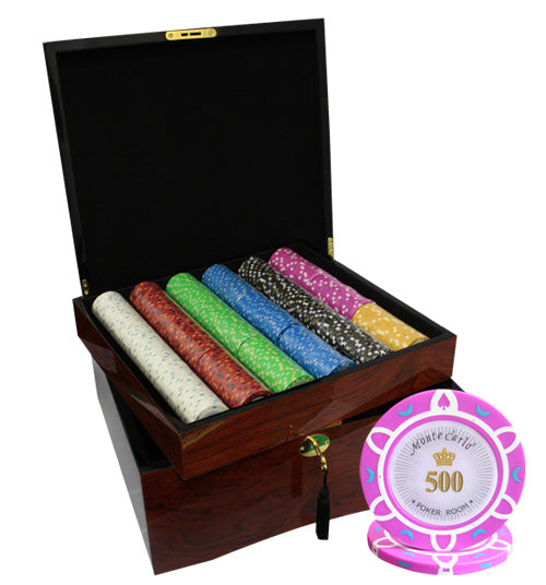 Shop 750PCS Monte Carlo Poker Room Poker Chips Set 14G | Mahogany Case