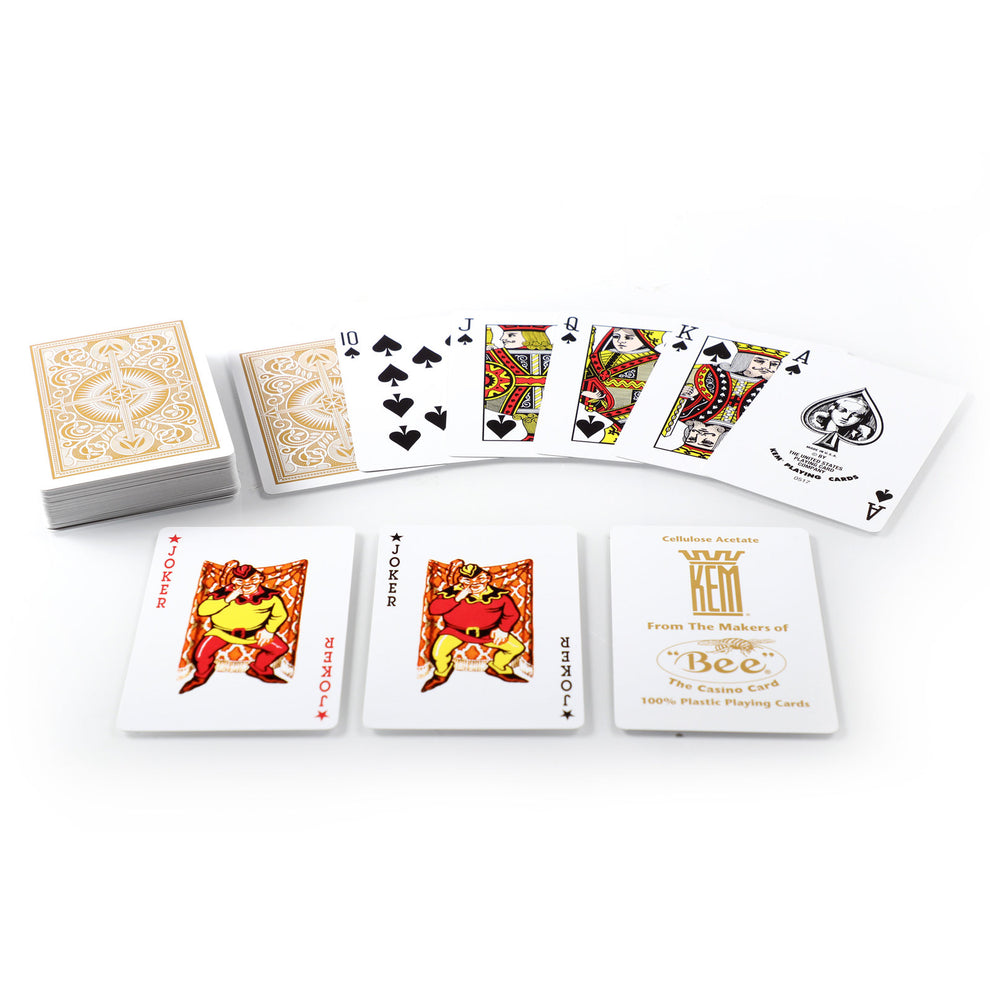 KEM Arrow Black/Gold Wide Regular Plastic Playing Cards | Shop Poker Cards